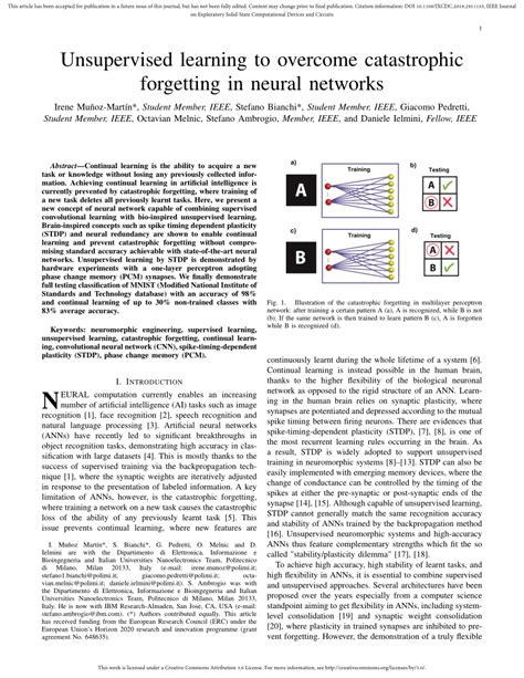 (PDF) Unsupervised Learning to Overcome Catastrophic Forgetting in Neural Networks
