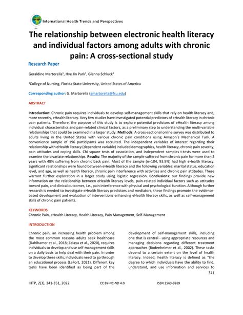 Pdf The Relationship Between Electronic Health Literacy And Individual Factors Among Adults