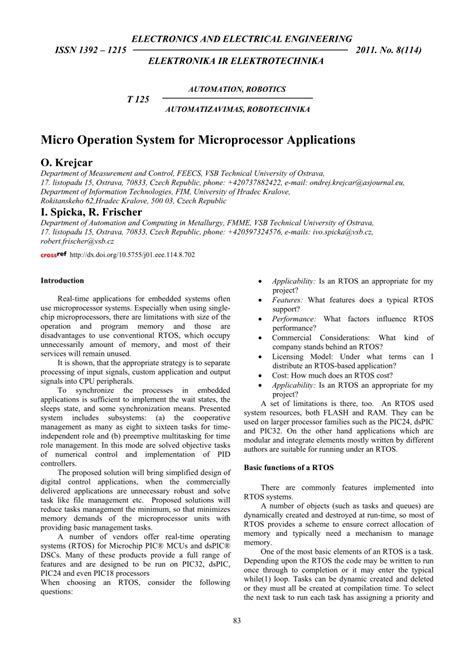 PDF Micro Operation System For Microprocessor Applications