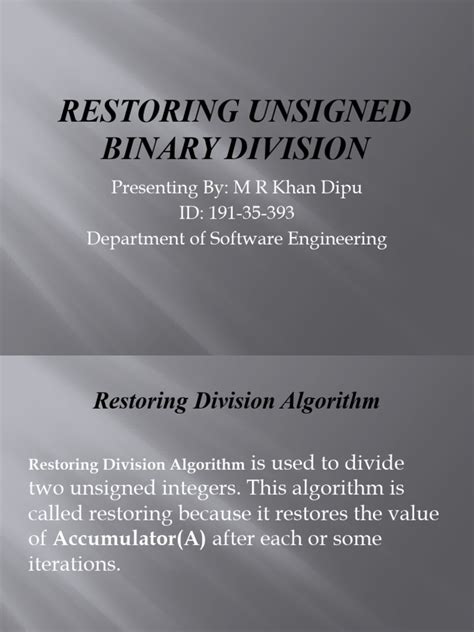 Presentation On Multiplication And Division Pdf Computer