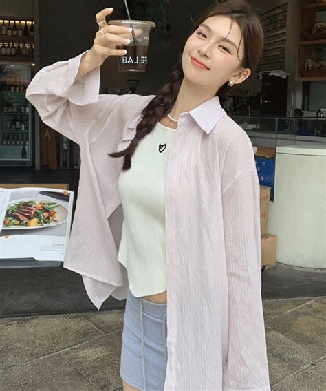 여름셔츠장마철☂️대비 로블 루즈핏 백리본 시스루 셔츠