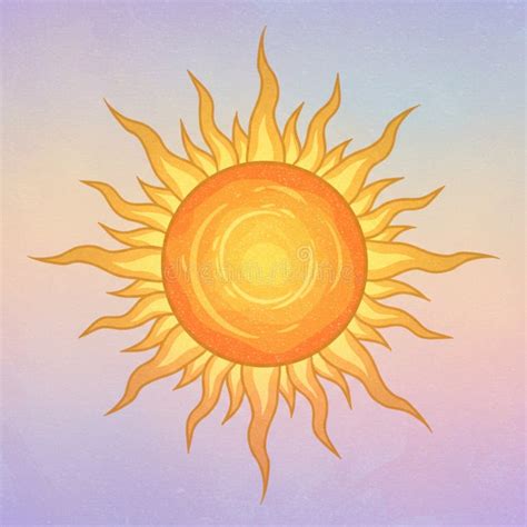 An Artistic Illustration Of The Sun With Swirling Pointed Orange And