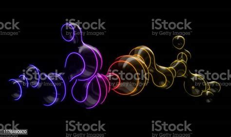 네온 조명과 검은 액체의 방울을 분리 비행의 창조적 인 미래 지향적 인 배경 3d 일러스트레이션 0명에 대한 스톡 사진 및 기타 이미지 Istock
