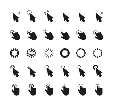 mouse pointer cursor icons computer black clicking arrows and hands