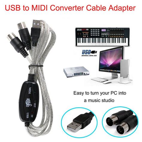 Midi Usb Keyboard Cable Midi Interface Converter Cable Keyboard Music Adapter Cord Home