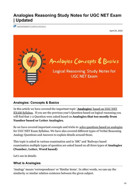 Logical Reasoning Study Material For UGC NET JRF Part April Analogies Reasoning