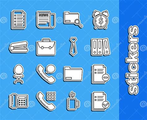 Set Line Document And Check Mark With Minus Office Folders Papers Documents Search Concept