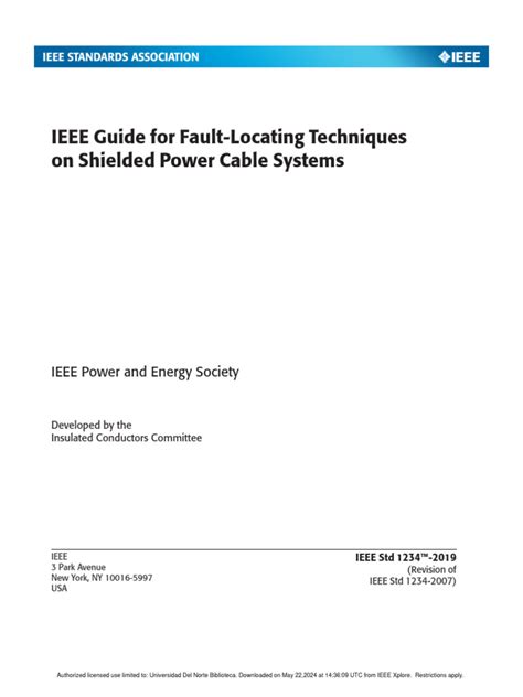 Ieee Guide For Fault Locating Techniques On Shielded Power Cable