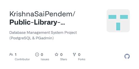 GitHub KrishnaSaiPendem Public Library Management System Database Management System Project