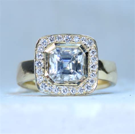 Amera ~ Asscher Diamond Halo Ring Debra Fallowfield Jewellery