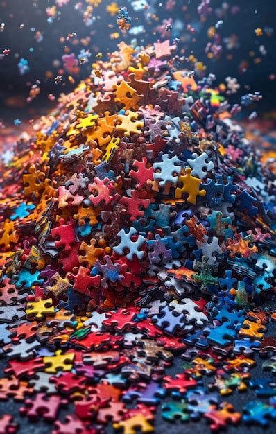 Premium Photo Pile Of Colorful Jigsaw Puzzle Pieces
