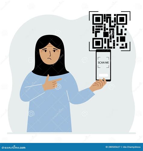 A Woman Holds A Mobile Phone In His Hand With The Text Scan Me And Scans The Qr Code Which Is