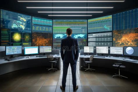 Performance Metrics Undergo Scrutiny As The Businessman Engages In Data Visualization Stock