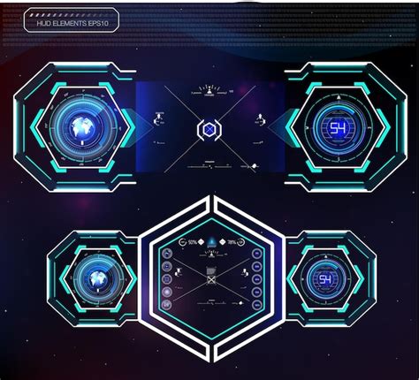 Hud Ui 앱 미래형 사용자 인터페이스 Hud 및 인포 그래픽 요소 프리미엄 벡터