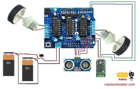 Bluetooth Obstacle Avoider Robot Circuit Diagram