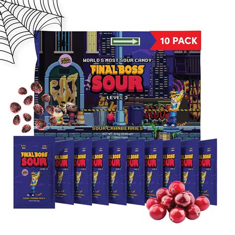 Final Boss Sour Candy Sour Cranberries 10 Pack Level 3 Fruit Chews