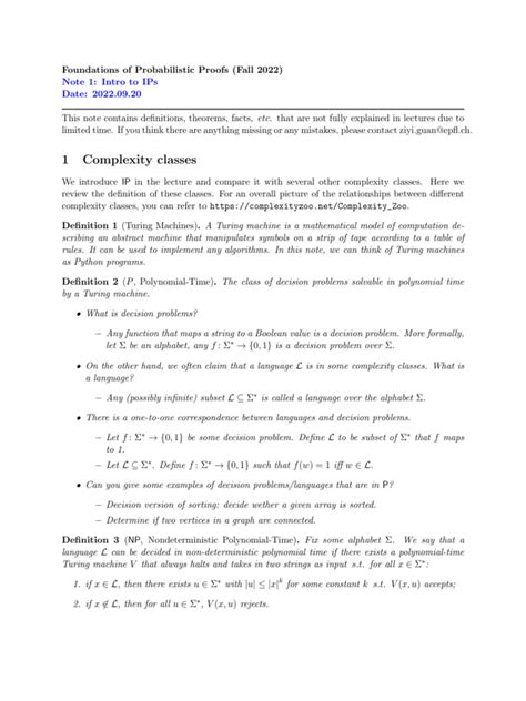 Note 1 Pdf Time Complexity Computational Complexity Theory