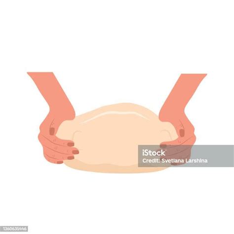 반죽 손을 반죽합니다 여자는 집에서 만든 빵을 준비합니다 맨 위 보기입니다 요리 학교 집에 머물면서 레시피로 건강한 음식을 요리하십시오 플랫 만화 스타일의 벡터