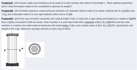 solved problem 1 20 a beam under pure bending is to be