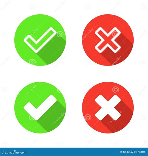 Checkmark And X Cross Mark Icon Vector In Flat Style Approve And Reject Sign Symbol Stock