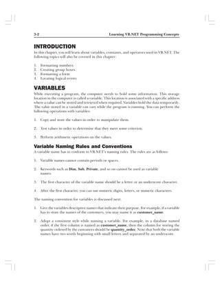 Learning VB NET Programming Concepts PDF