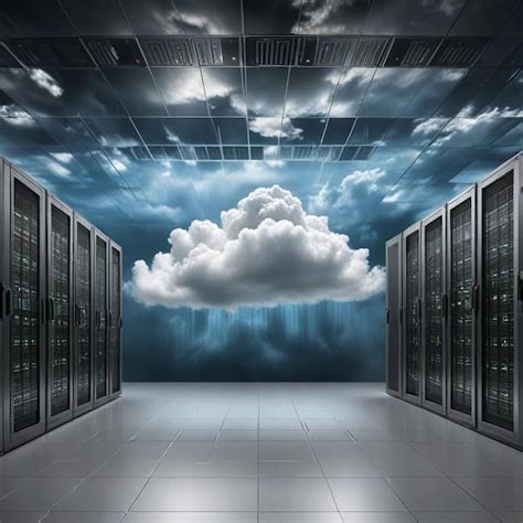 Shot Of Data Center With Multiple Rows Of Fully Operational Server Racks Modern