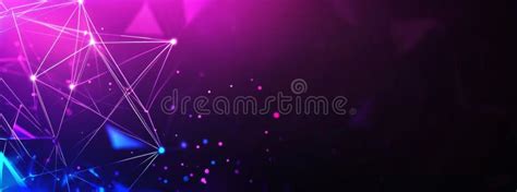 An Abstract Technology Background Template With Interconnected Polygonal Lines And Dots Stock