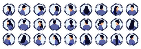 Business Character Male Female Avatar Big Set Isolated Gar Avatar With