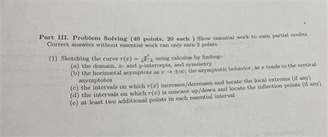 Solved Part III Problem Solving Points Each Show Chegg Com