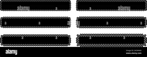 Set Of Long Rectangle Forms With Wavy Borders Wiggly Rectangular Shapes Empty Text Boxes Or
