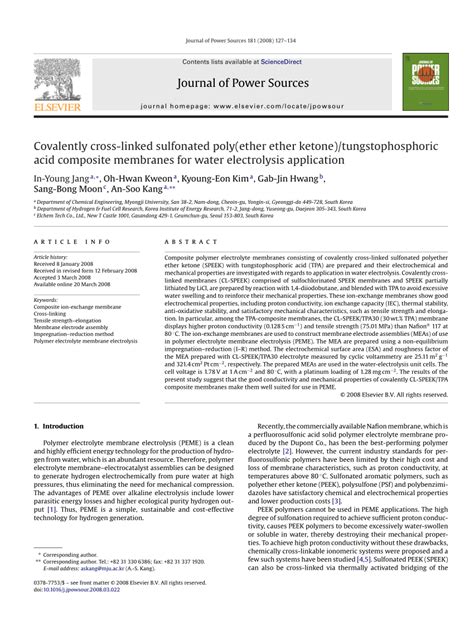 Pdf Covalently Cross Linked Sulfonated Polyether Ether Ketone