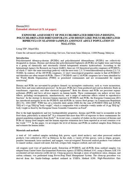 Proceeding 2 Abstract Dioxin Pap020025 Leong Et Al Pdf Polychlorinated Dibenzodioxins