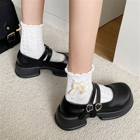 Retro Black Chunky Sole Japanese Jk Shoes Sanrense