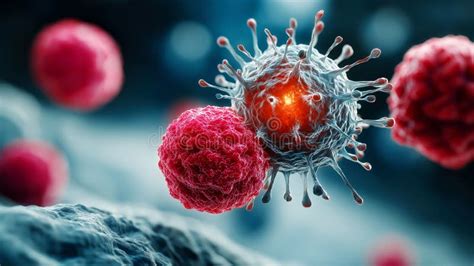 Medical Conceptual Image Immune Cells Attacking A Microscopic View Stock Illustration