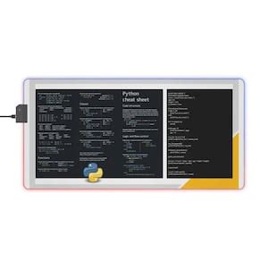 Python Cheat Sheet LED Gaming Mouse Pad Etsy