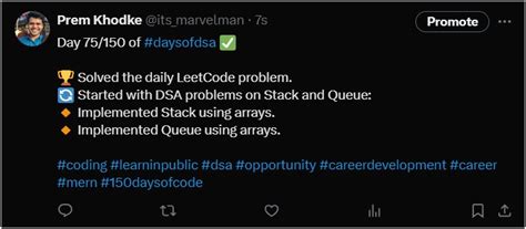 Day 75 Of Daysofdsa Solved Leetcode Problem Prem Khodke Posted On The Topic Linkedin