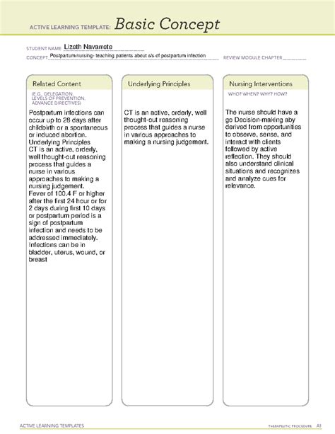 Active Learning Template Postpartum Infection Concepts For Nursing