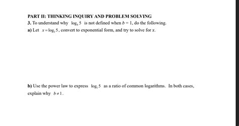 Solved PART II THINKING INQUIRY AND PROBLEM SOLVING 3 To Chegg Com