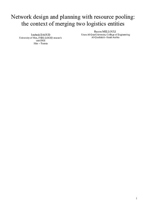 doc network design and planning with resource pooling the context of
