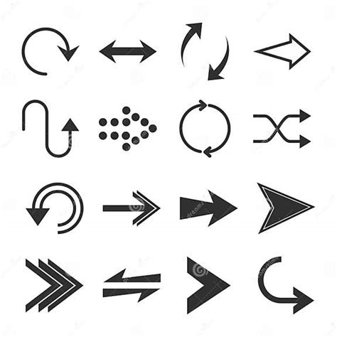 Arrows Direction Guide Cursor Web Navigation Icons Set Silhouette Style