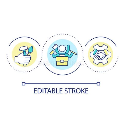 Multitasking Employee Skills Loop Concept Icon Stock Vector