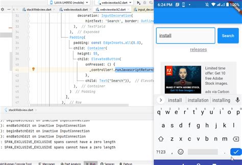 android search in webview using search bar flutter stack overflow