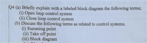 Q4 (a) Briefly explain with a labeled block diagram the following terms;