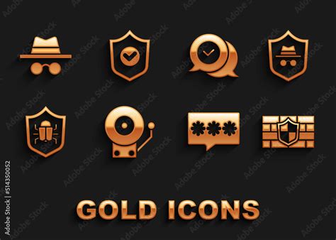 Set Ringing Alarm Bell Incognito Mode Shield With Brick Wall Password Protection System Bug