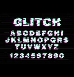 Glitch Font With Distortion Effect Royalty Free Vector Image