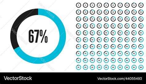 Set Of Percentage Diagrams With Scale From 1 Vector Image