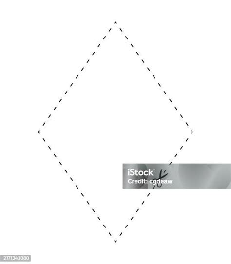scissors on dashed line rhombus shape dash line and scissors dash