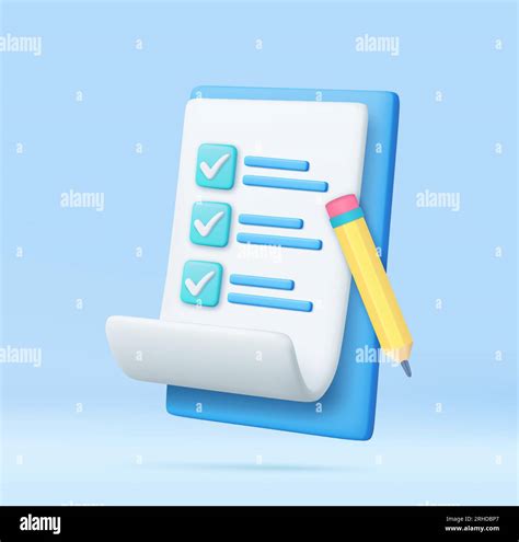 3d paper clipboard task management todo check list stock vector image