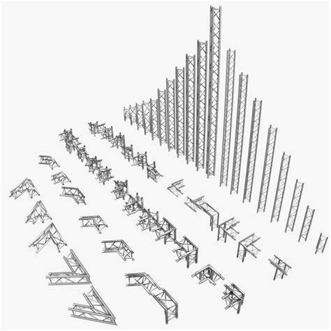 Triangular Trusses 3d Model Collection 55 Pcs Modular