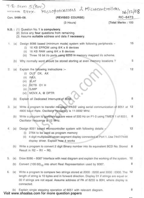 Microprocessors And Microcontrollers 1 2008 2009 Be Electronics